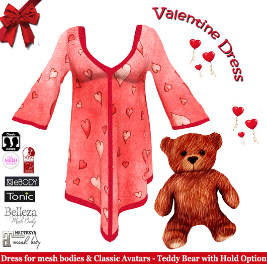 Second Life Marketplace - Female Valentine Outfit - [Sweet Hearts2][Long Dress]] - Valentine ...